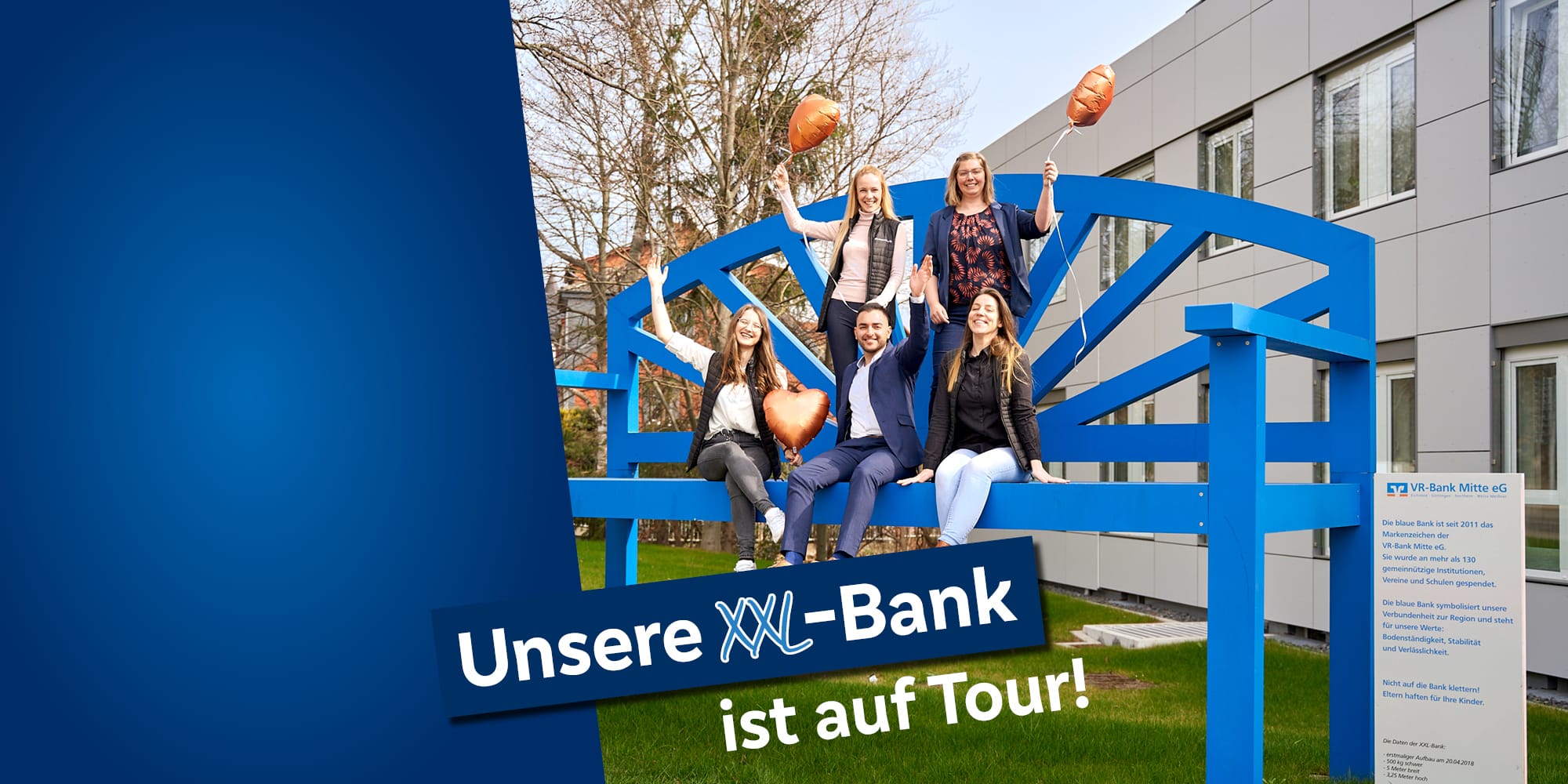 Unsere XXL-Bank ist auf Tour – mitmachbank der VR-Bank Mitte